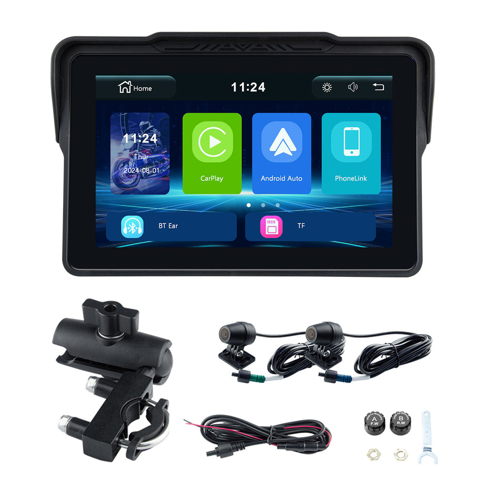 Linkifun™ MT4 7" Motorcycle Navigation Screen with Wireless CarPlay, A