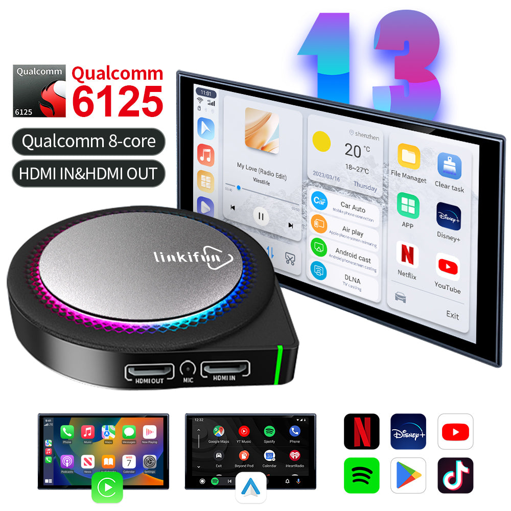 Linkifun™ GT6 Pro Android 13 Smart AI Box Wireless CarPlay/Android Aut ...