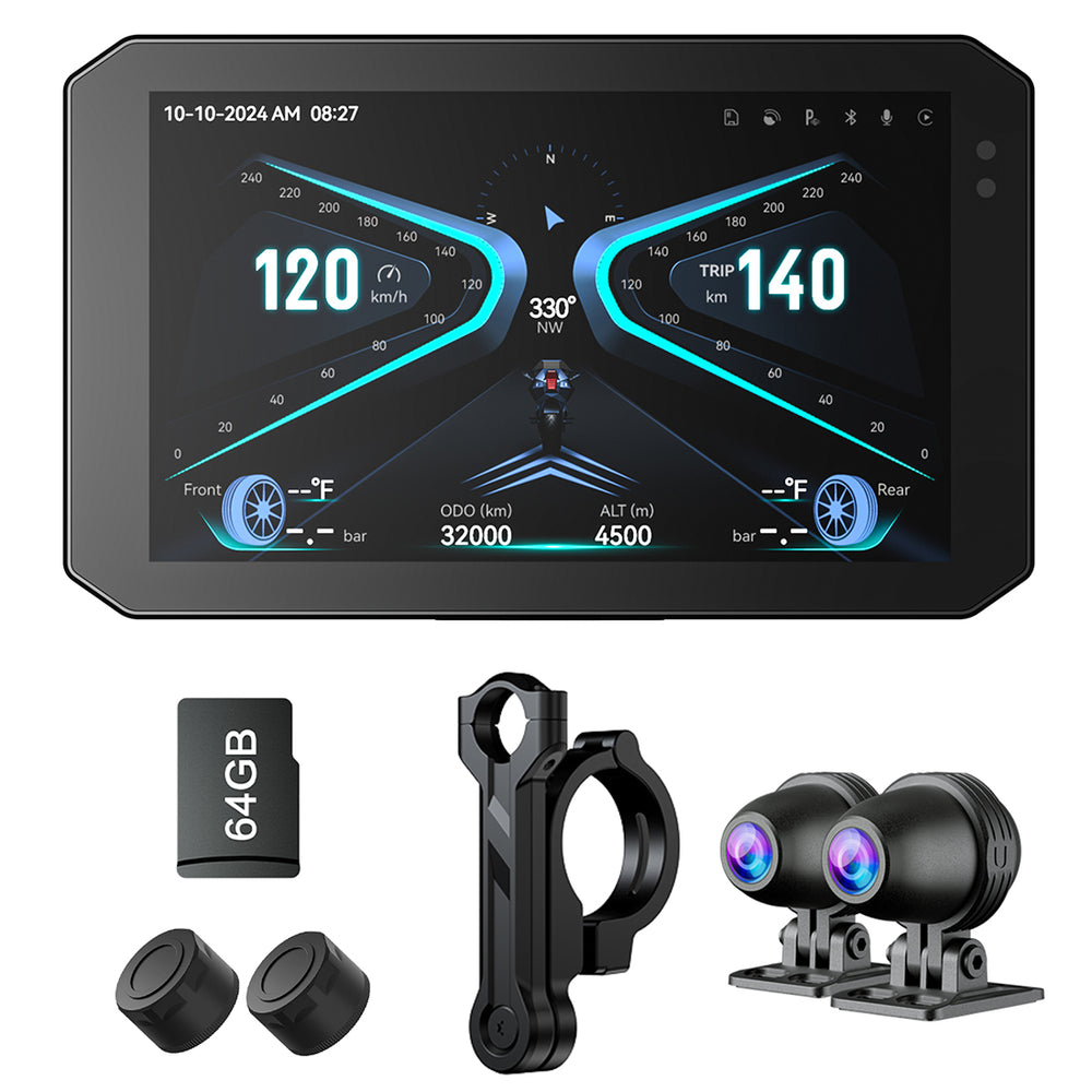 Linkifun™ M100 5" Motorcycle Dash Cam with 1080P Sony Camera, Wireless